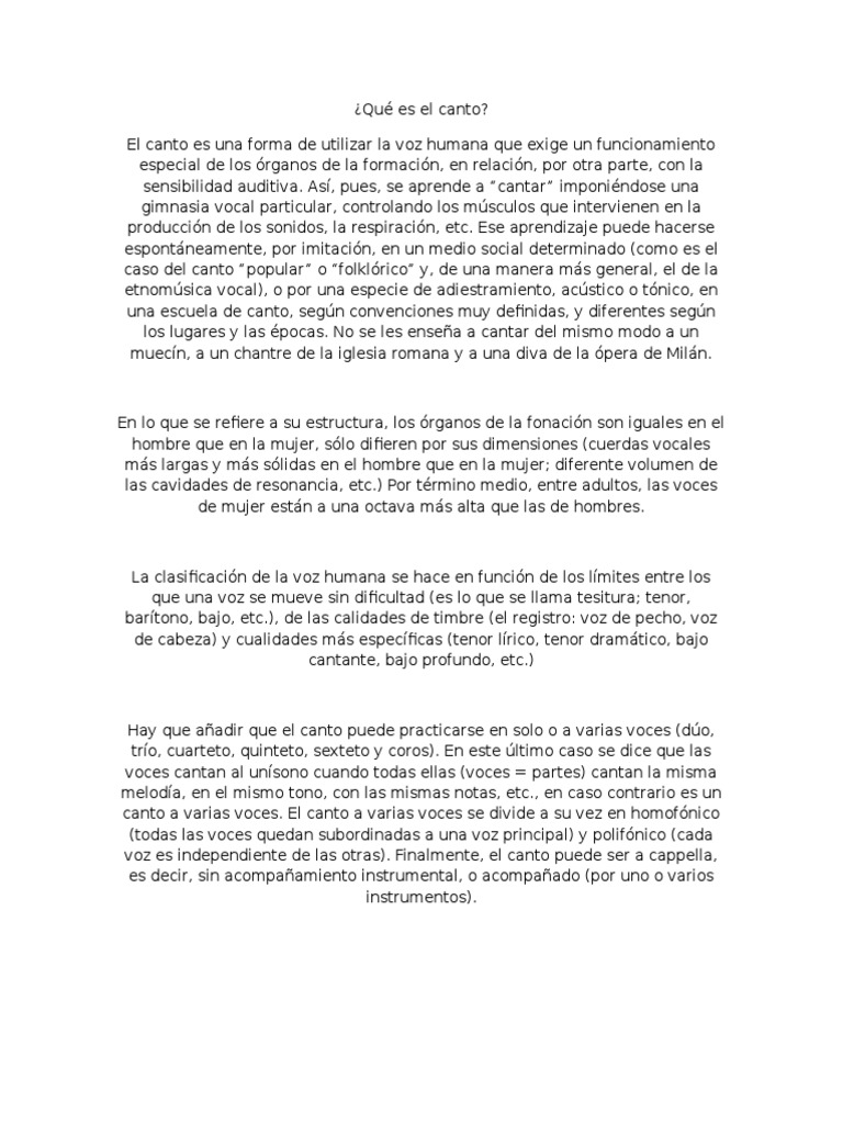 Qué Es El Canto | PDF