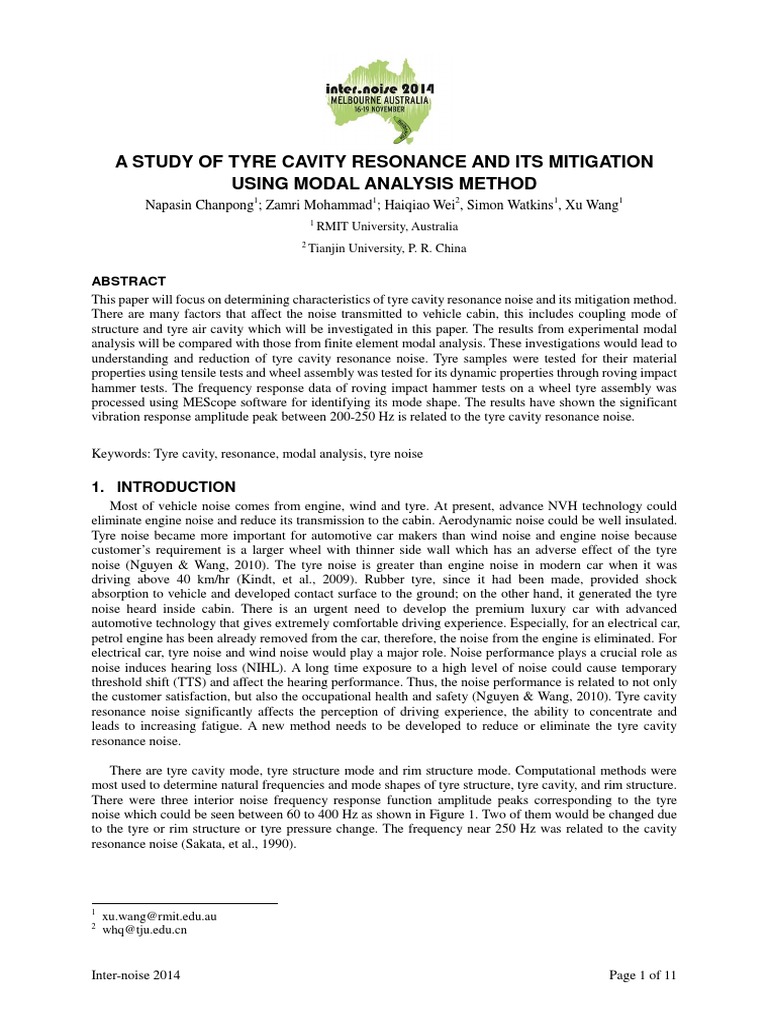 Tyre Cavity Resonance | PDF | Tire | Noise
