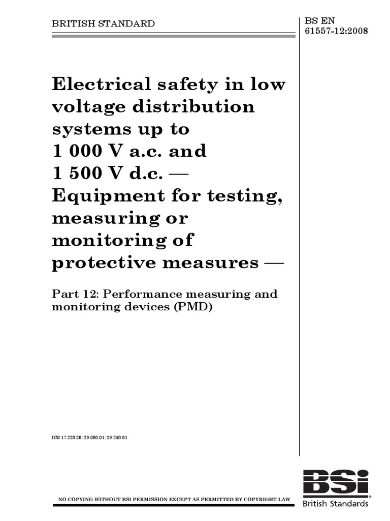 BS en 61557-12-2008 | PDF | Ac Power | Electromagnetic Compatibility