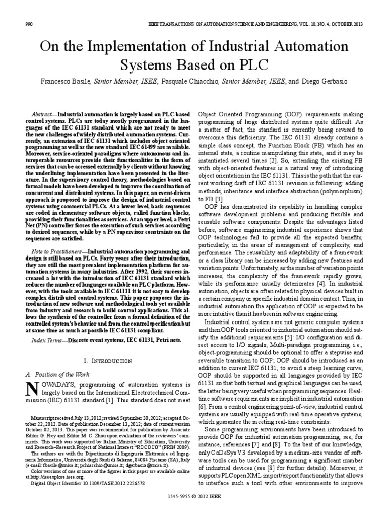Automation Using PLC | PDF | Object Oriented Programming | Method ...