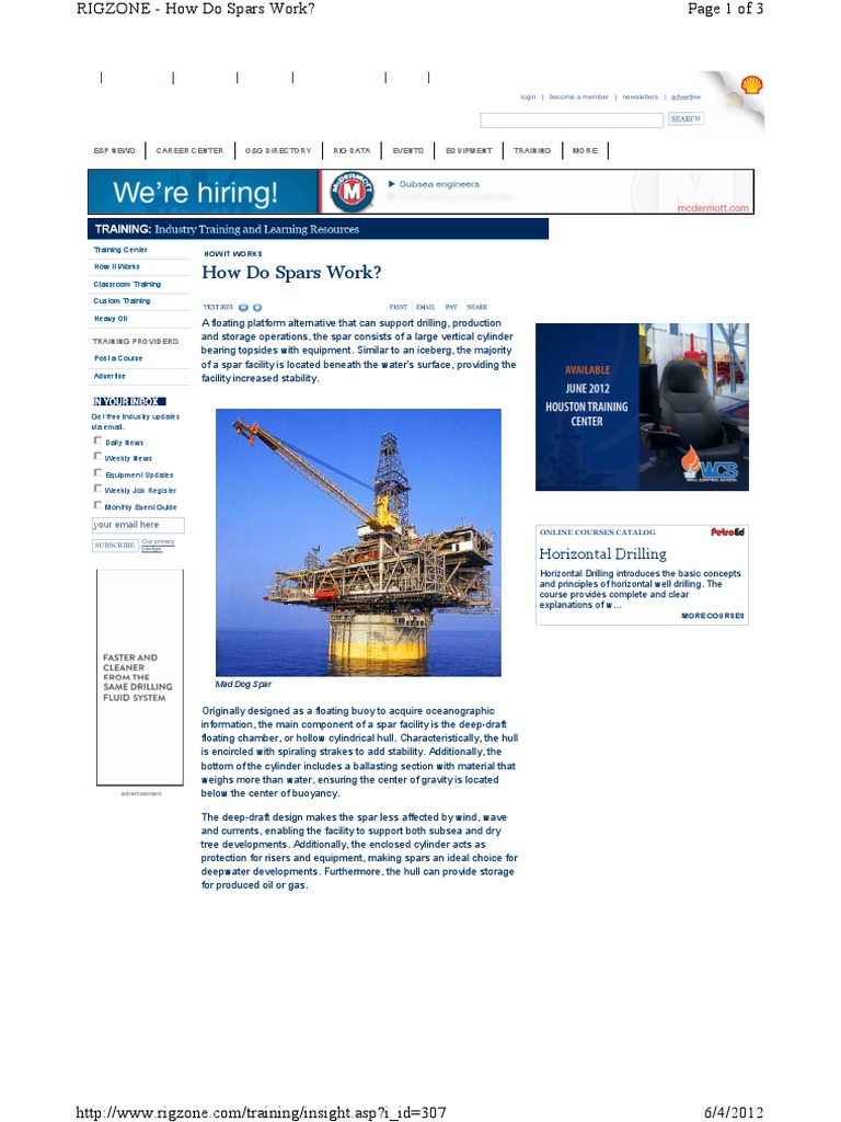 How Do Spars Work?: Horizontal Drilling | PDF | Oil Well | Hull (Watercraft)
