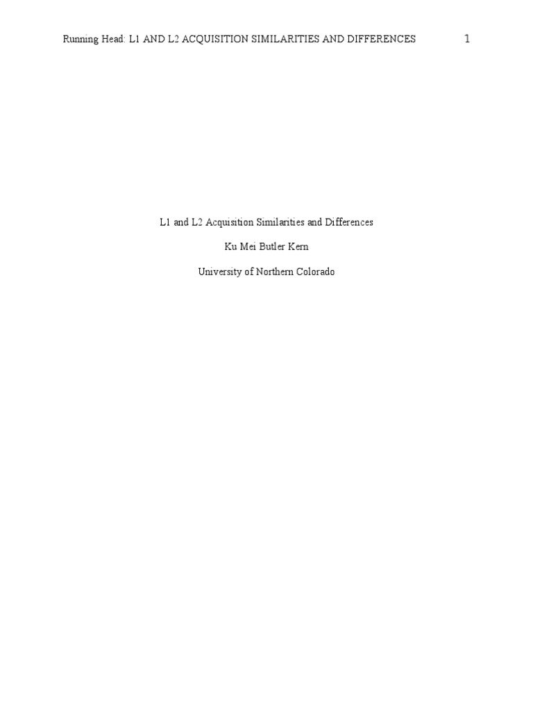 L1 vs L2 Language Acquisition Insights | PDF | Second Language ...