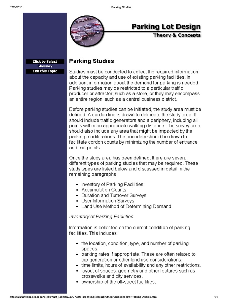 Parking Studies: Inventory of Parking Facilities | PDF | Parking ...