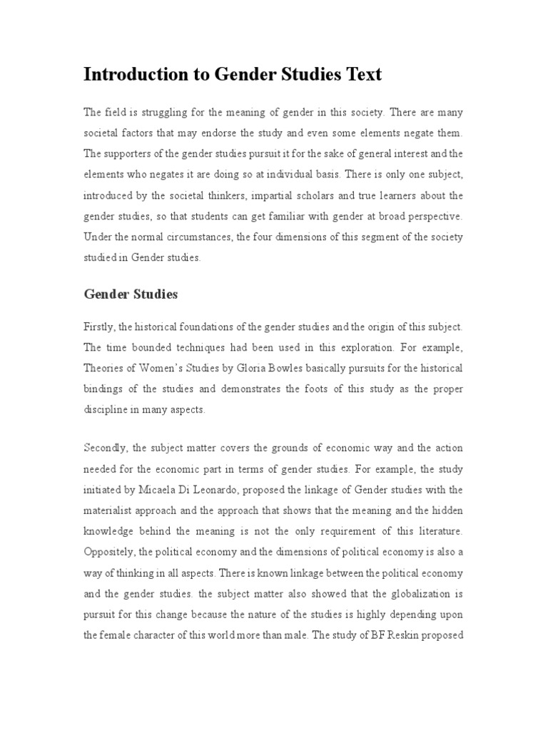 Introduction To Gender Studies Text | PDF | Feminism | Gender Studies