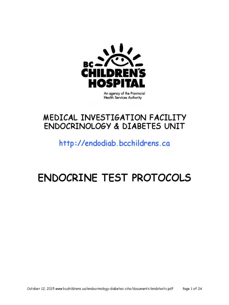 Endocrine Test Protocols: Medical Investigation Facility Endocrinology ...