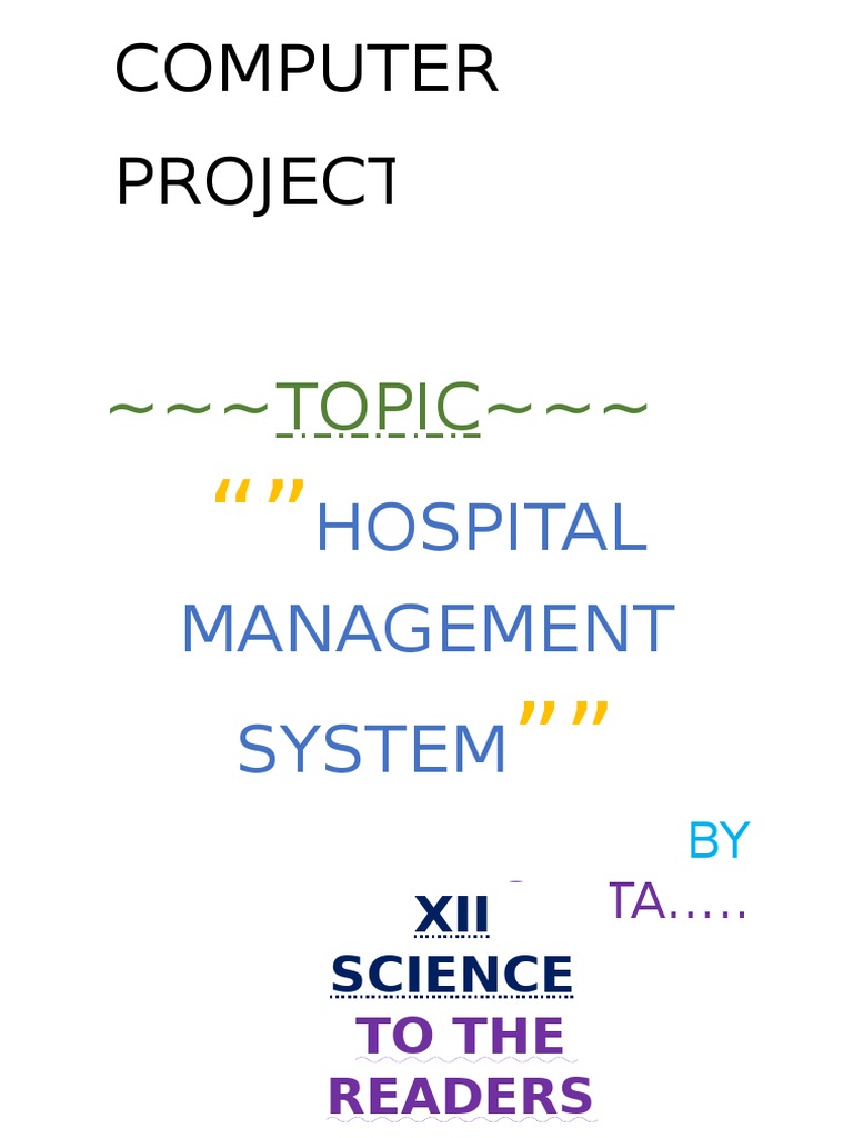 Computer Science C++ Project On Hospital Management System For CBSE Class XII | PDF | Computing ...