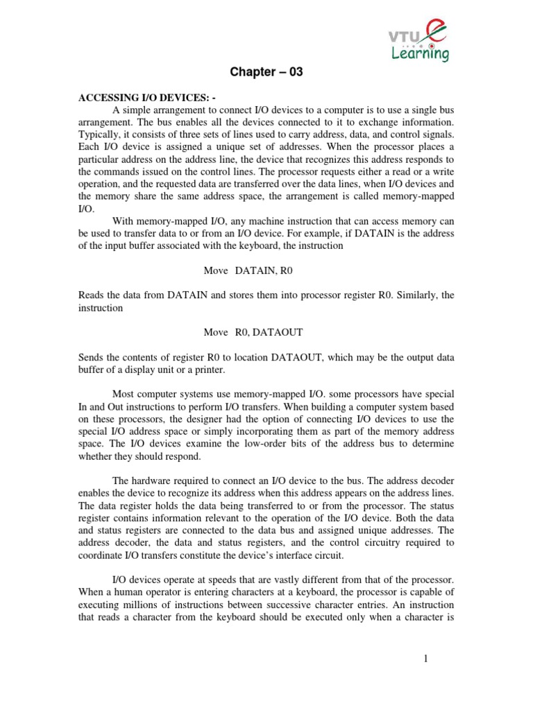 Chapter - 03: Accessing I/O Devices | PDF | Input/Output | Subroutine