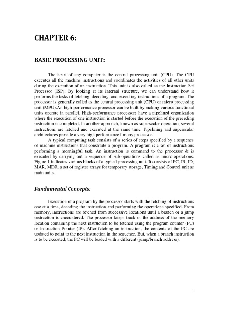 Basic Processing Unit:: Fundamental Concepts | PDF | Instruction Set | Central Processing Unit