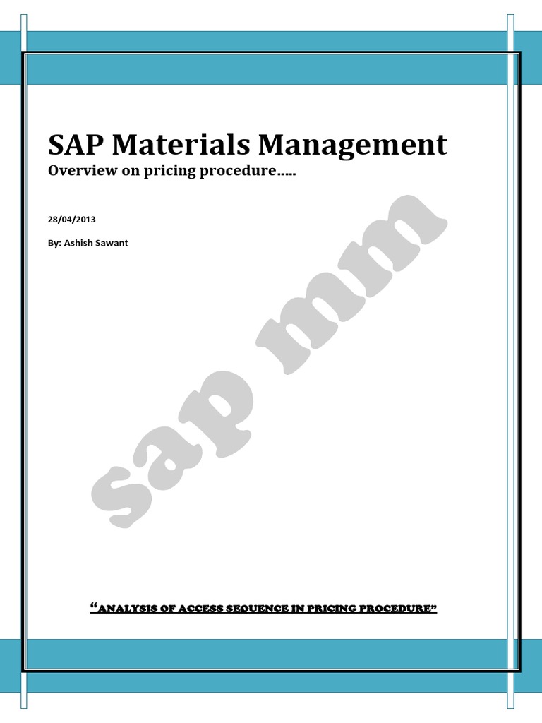 Analysis Of Access Sequence In Pricing Procedure In Sap 1 PDF