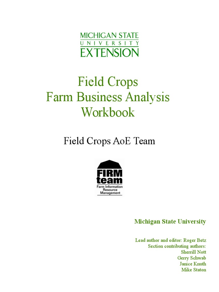 Field Crop Farm Financial Workbook | PDF | Revenue | Balance Sheet