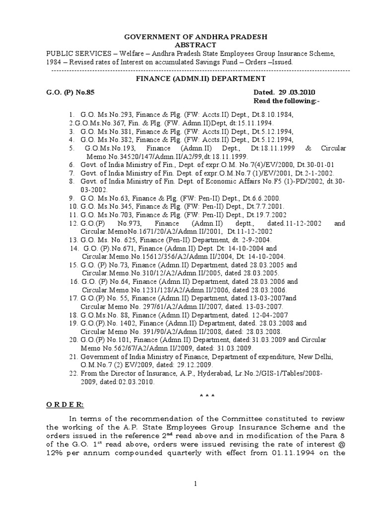 GIS-Revised Rates of Intrest 2010 | PDF | Interest | Economies