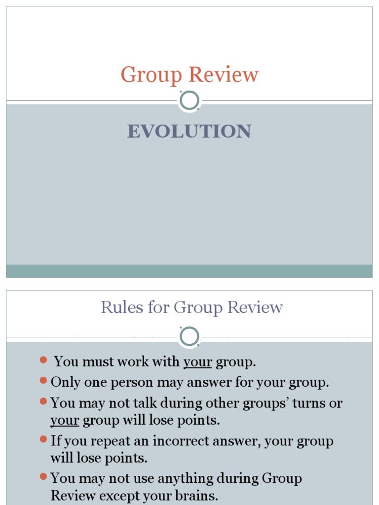 Evolution Group Review | PDF | Adaptation | Evolution