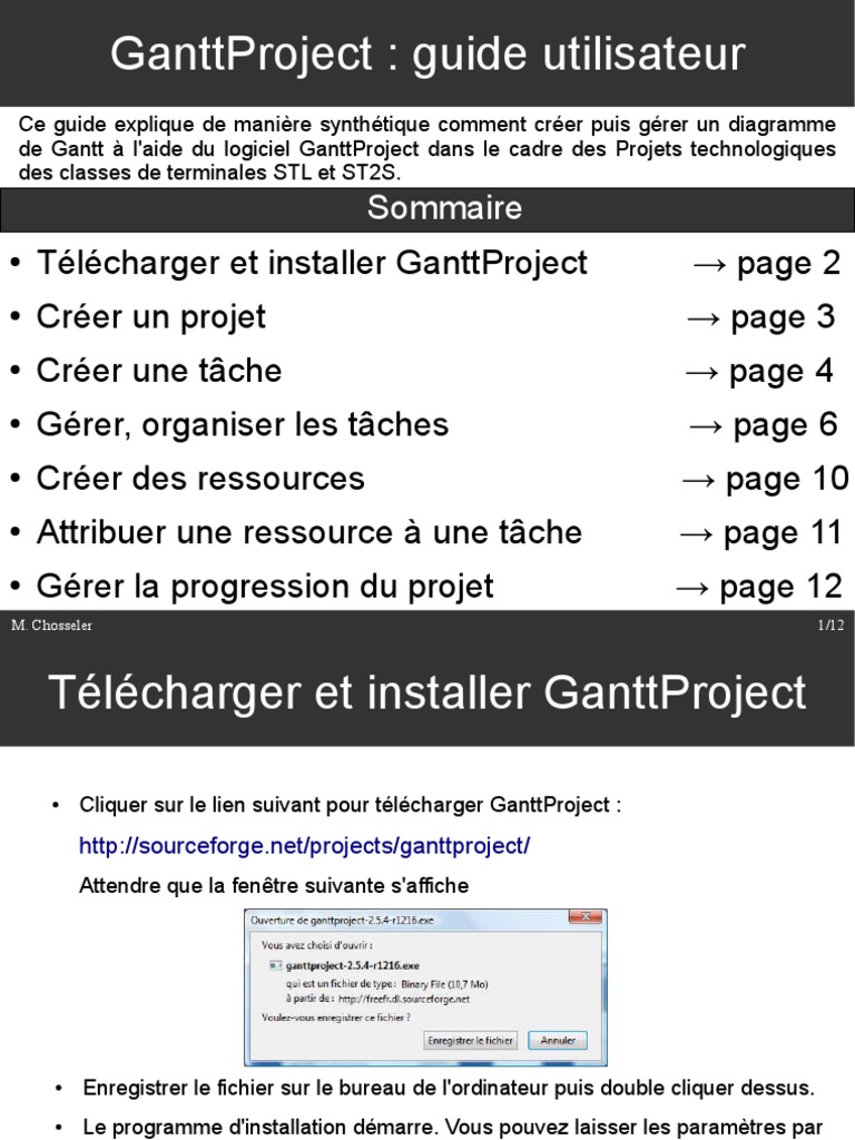 Guide GanttProject pour Projets STL/ST2S | PDF