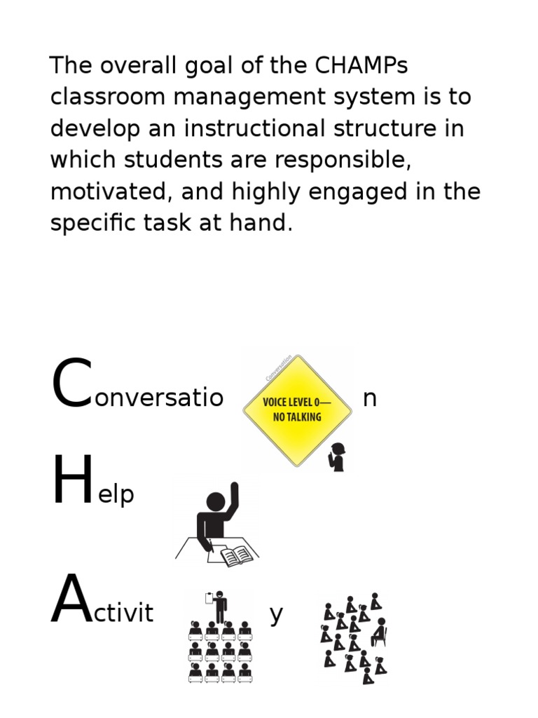 CHAMPs Classroom Management Guide | PDF | Self-Improvement