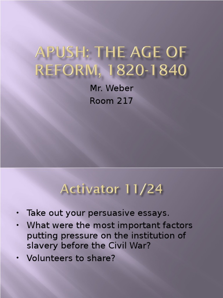 Antebellum Reform and Abolitionism Insights | PDF | Abolitionism In The ...