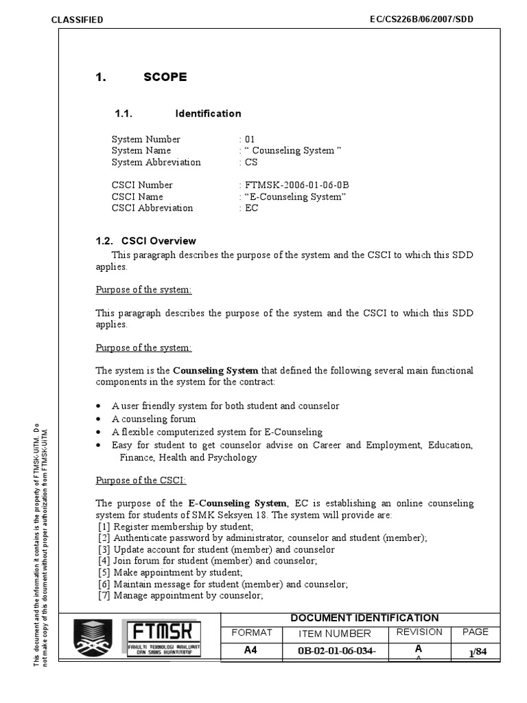 SDD Example | Specification (Technical Standard) | Identity Document