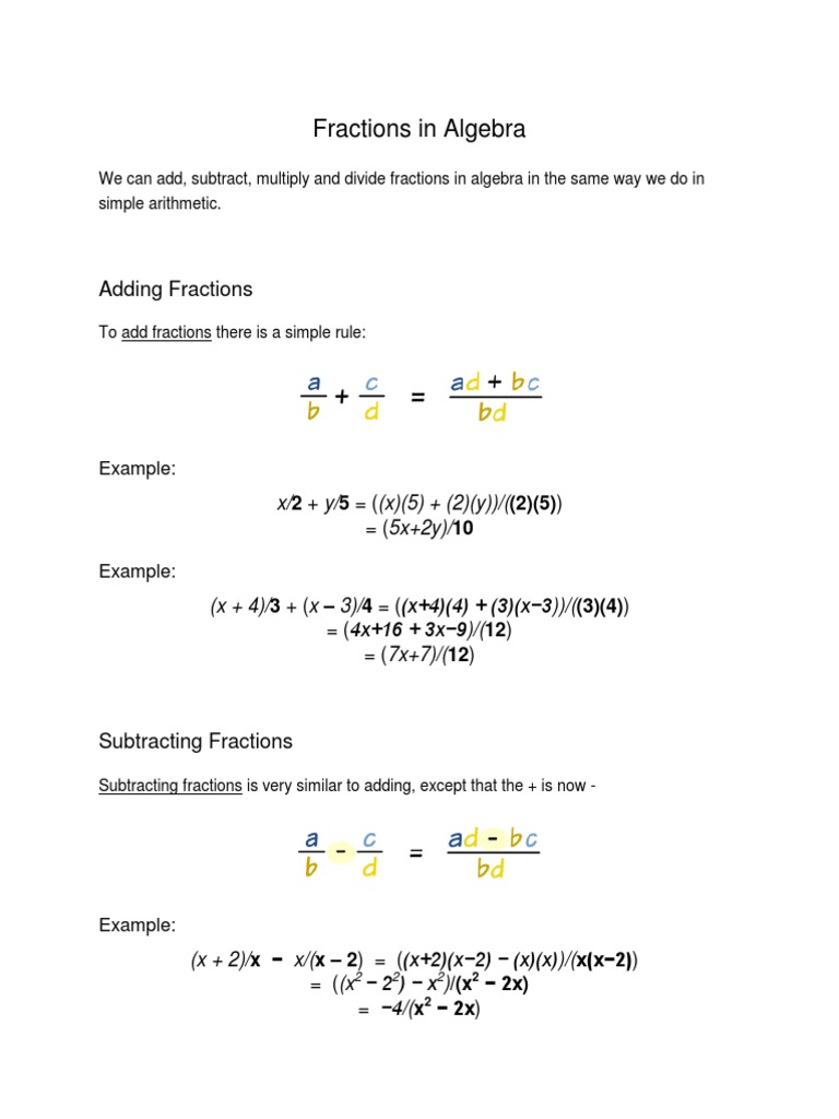 24 Fractions in Algebra | PDF | Science & Mathematics | Computers
