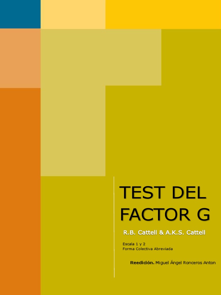 Manual Cattell Factor G Escala 1 y 2 | Cociente de inteligencia | Aprendizaje