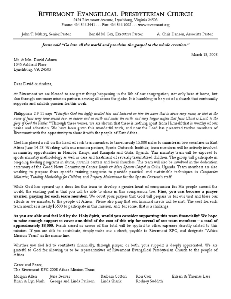 Support Letter (Revised 2) | PDF | Prayer | Religious Faiths