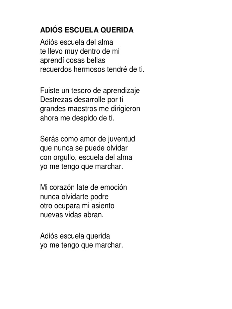 Adiós Escuela Querida PDF | PDF