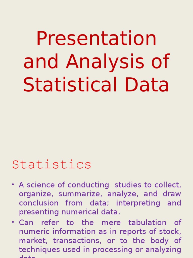 Data Presentation And Analysis Pdf Scatter Plot Statistics