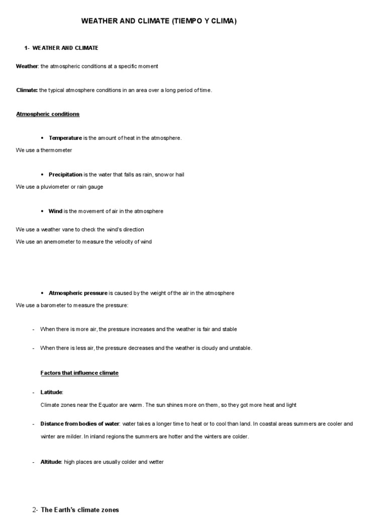 Weather and Climate - Unit 3 | PDF | Climate | Rain