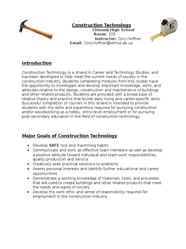 Construction Technology Course Outline | PDF | Framing (Construction ...