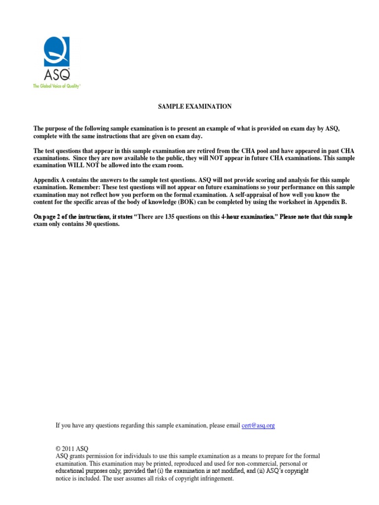 Cha Sample Exam | PDF