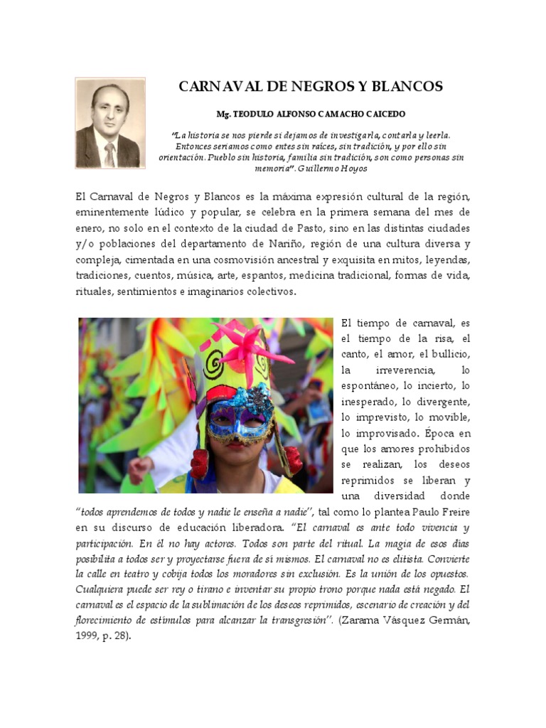 Carnaval de Negros y Blancos Historia | PDF | Carnaval | Cultura (general)