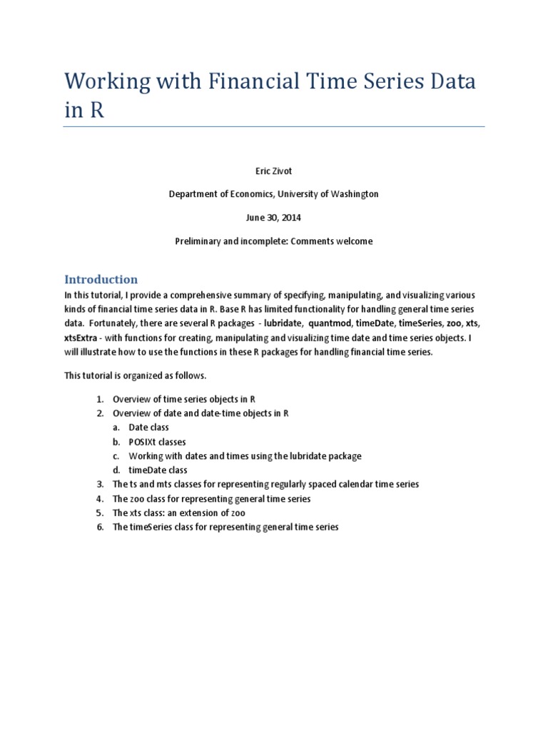 Working With Time Series Data in R | PDF | Teaching Methods & Materials ...