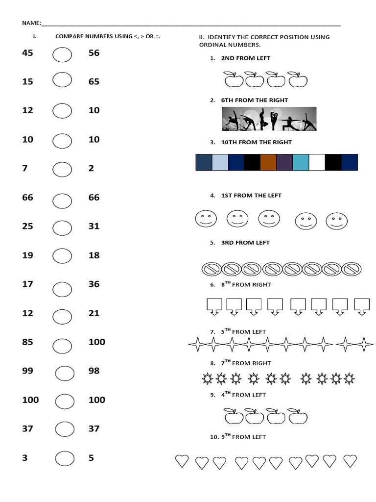 Ii. Identify The Correct Position Using Ordinal Numbers. 1. 2Nd From ...