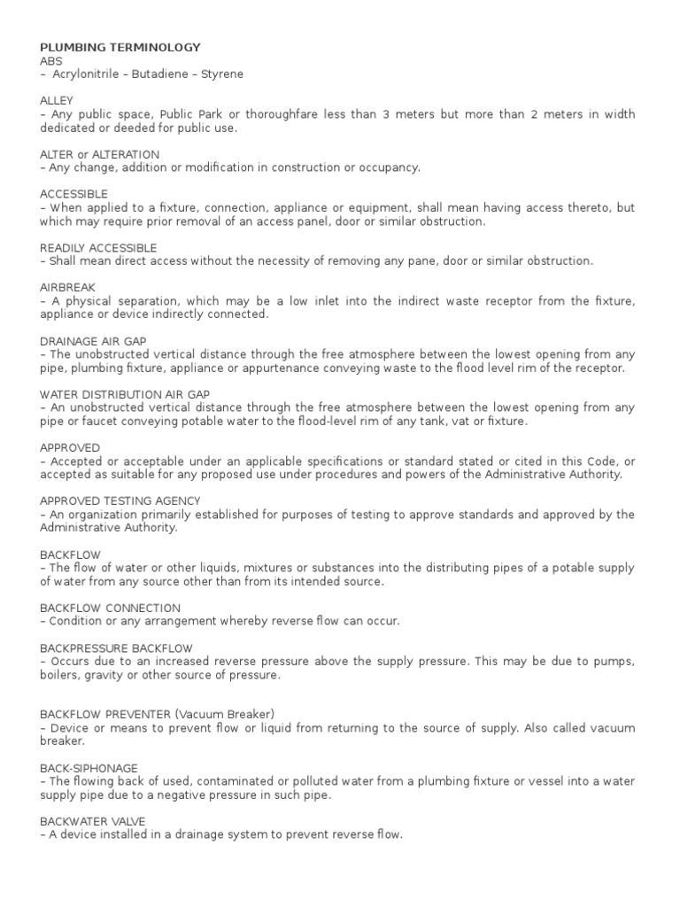 Plumbing Terminology Guide | PDF | Plumbing | Sanitary Sewer