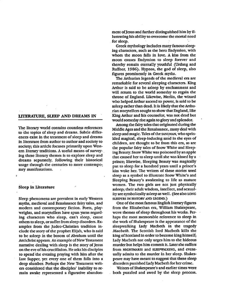 Sleep and Dreams in Literature | PDF