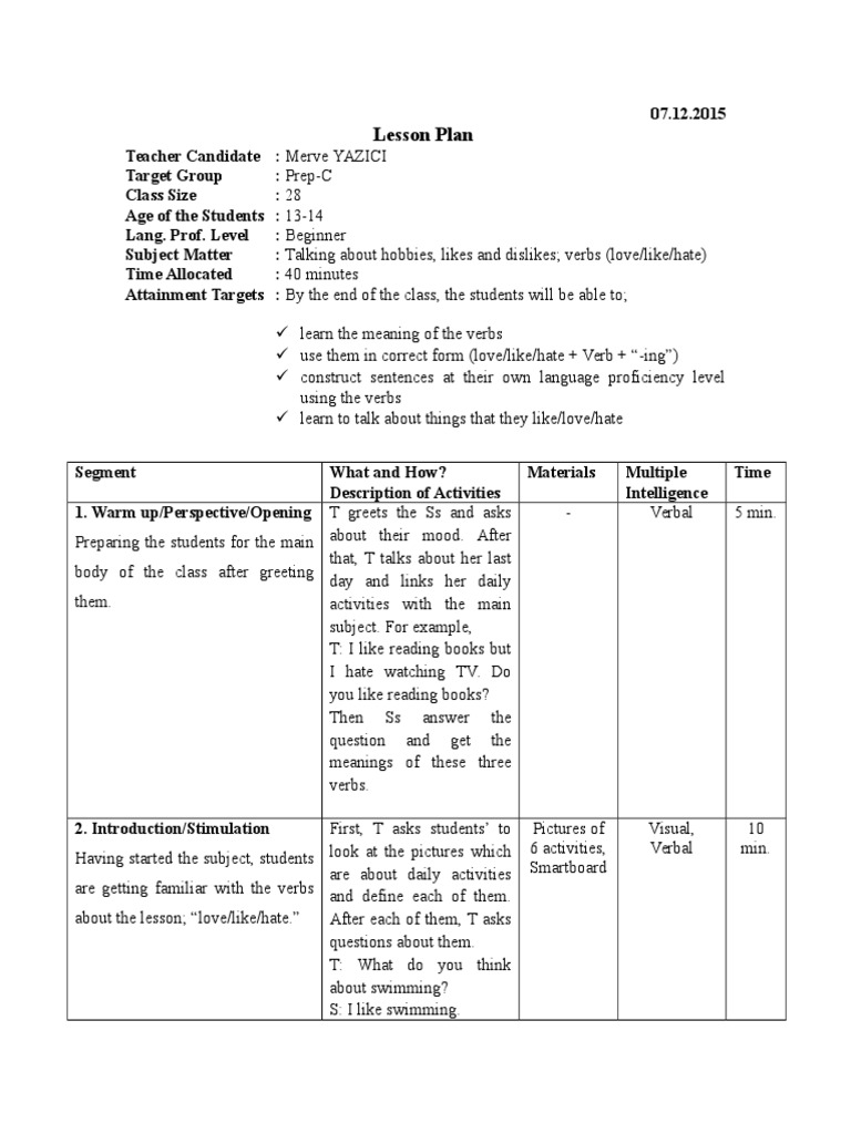 "Love Like Hate" Lesson Plan | PDF | Lesson Plan | Psychological Concepts