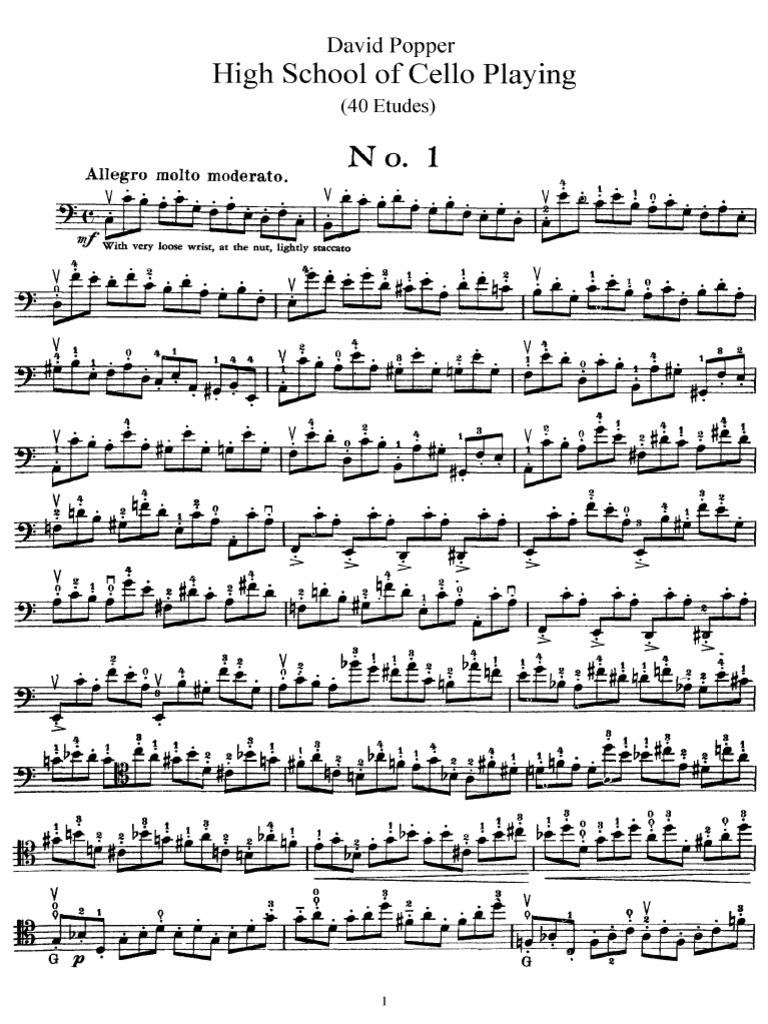 High School of Cello Playing. 40 Cello Etudes Op | PDF