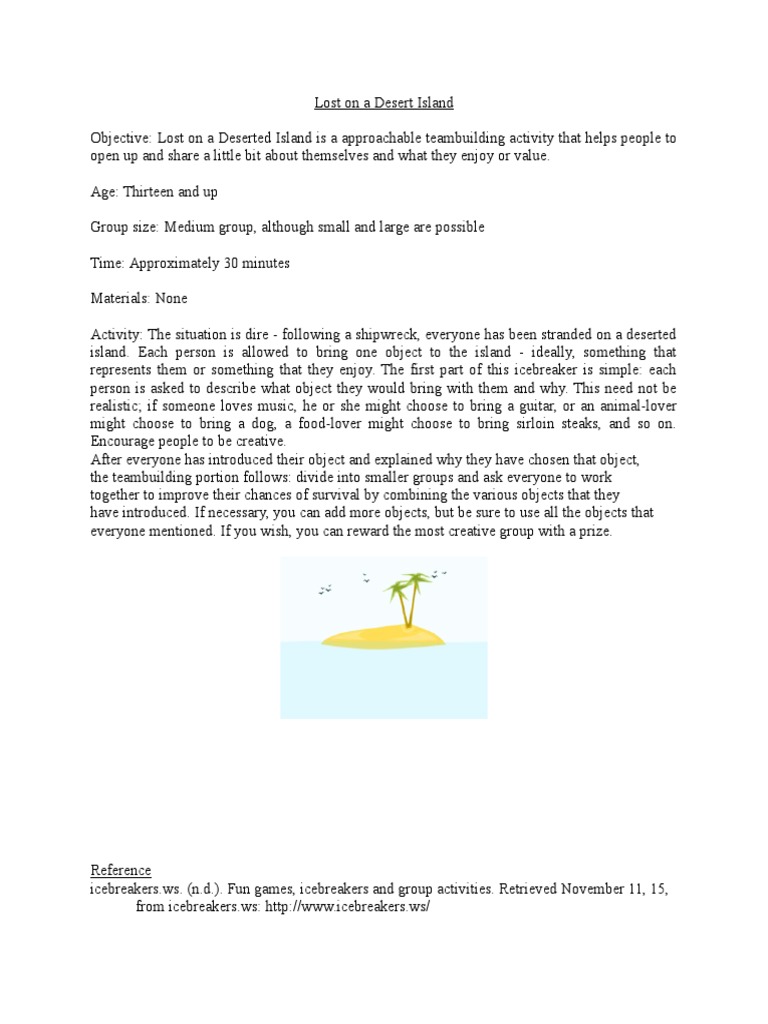 Icebreaker - Lost On A Desert Island | PDF Icebreaker - Lost On A Desert Island | PDF