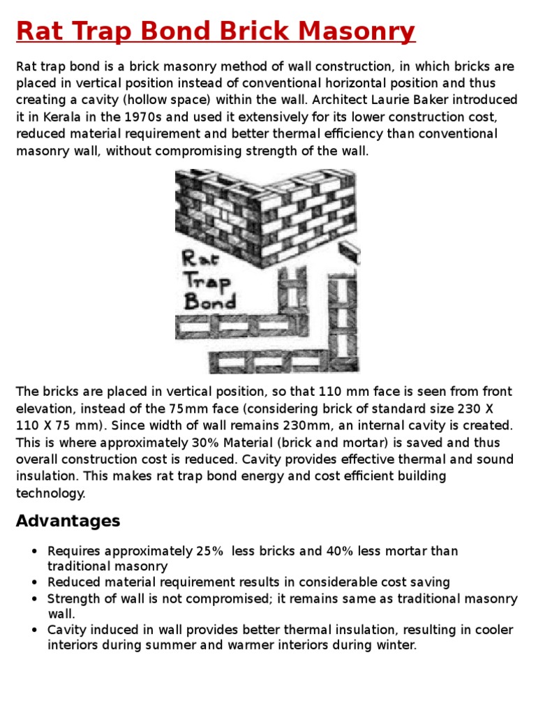 Rat Trap Bond | PDF | Masonry | Brick