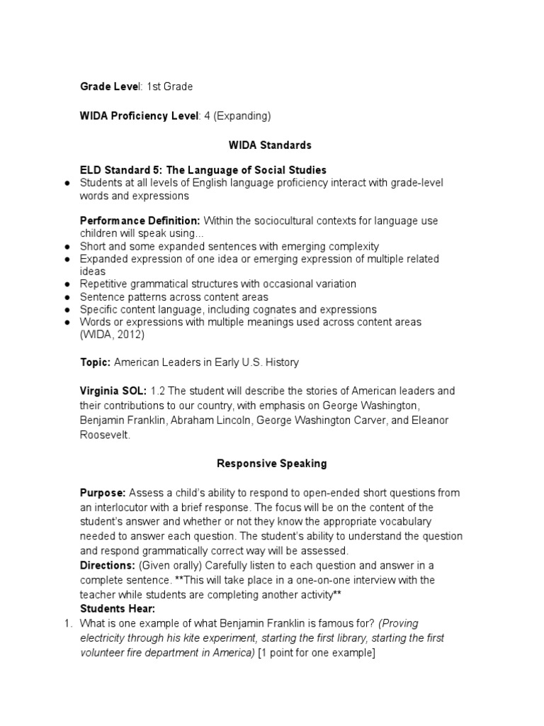 Speaking Assessment For Portfolio | PDF | Abraham Lincoln | Vocabulary