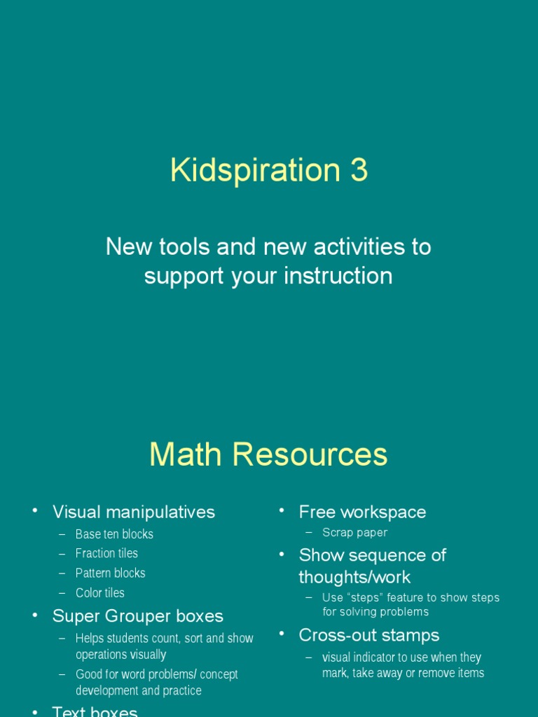 Kidspiration 3: Math & Reading Tools | PDF