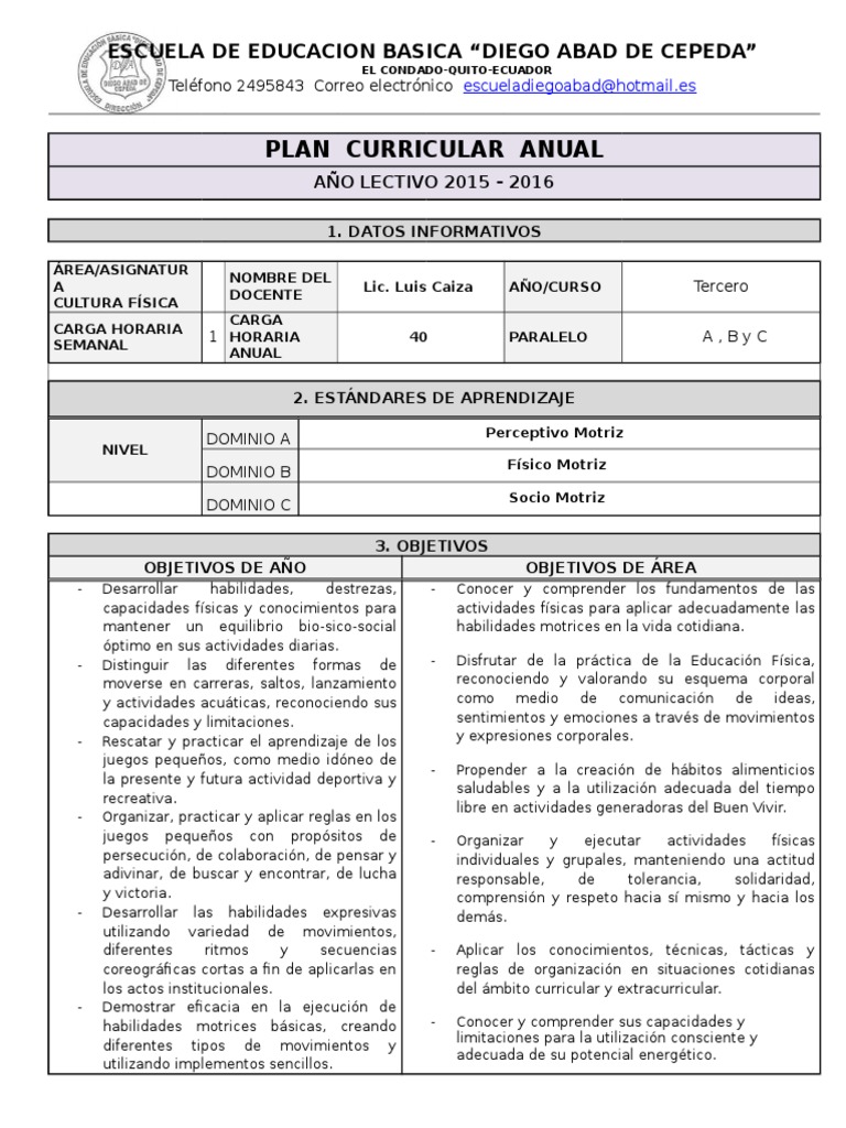 Plan Curricular Anual 3ero