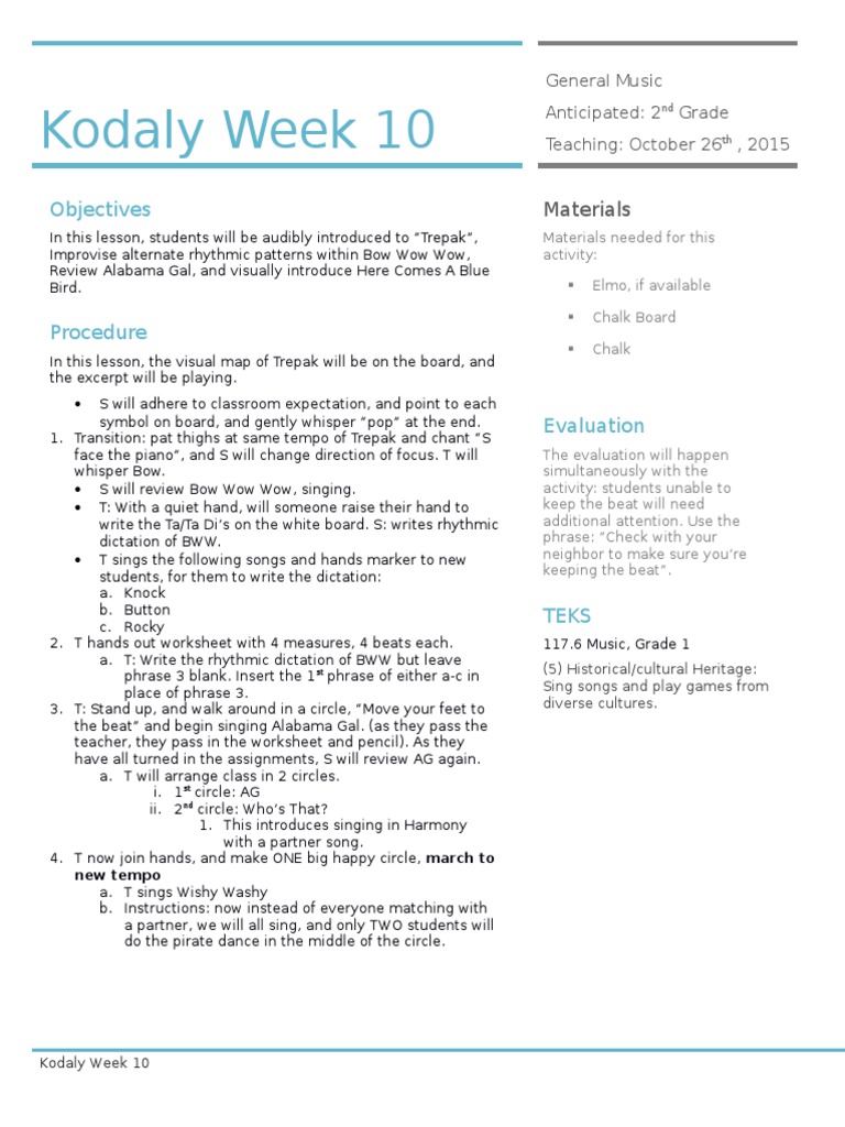 Kodalyweek10 Studentteaching | PDF