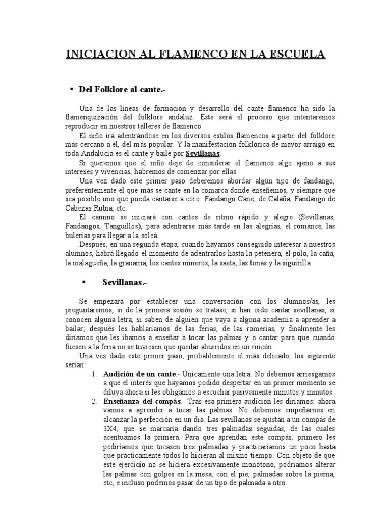 Iniciacion Al Flamenco en La Escuela | PDF | Musica Folk española ...