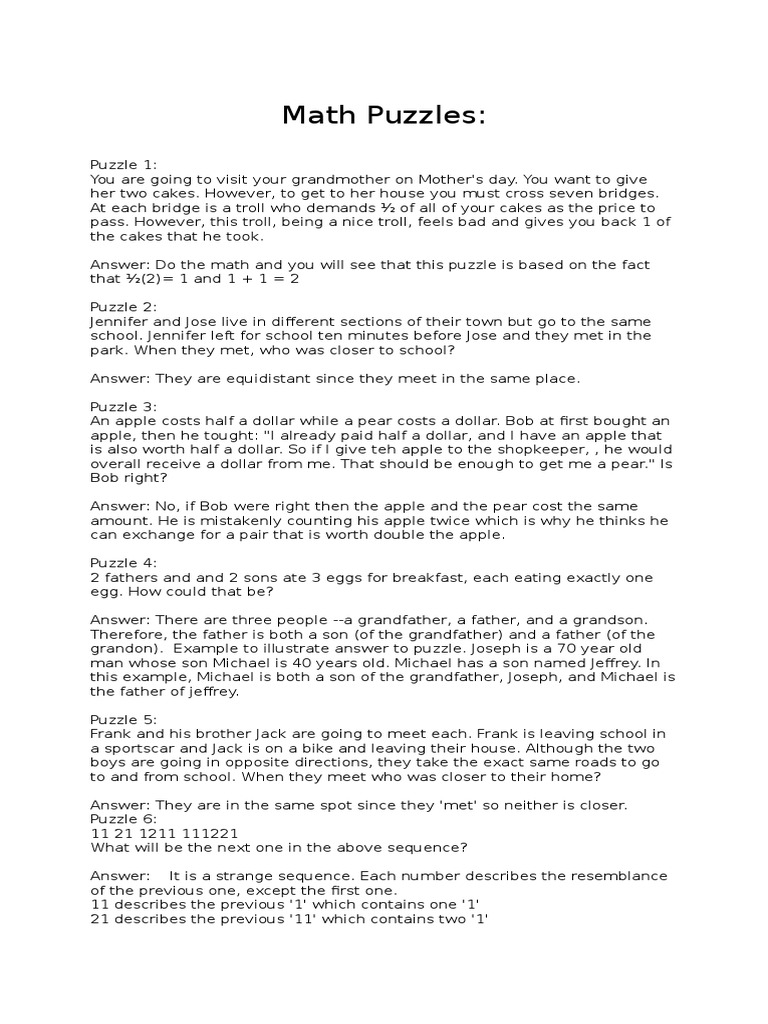 Math Puzzles | PDF | Fraction (Mathematics) | Triangle