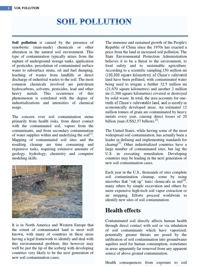 Health Effects: Soil Pollution Is Caused by The Presence of | PDF ...