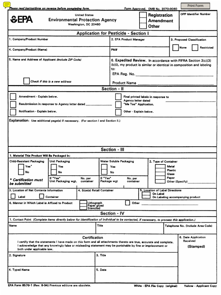 8570-1 Form for EPA | United States Environmental Protection Agency ...
