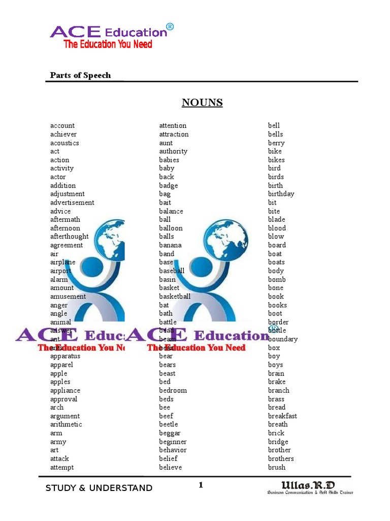 Nouns: Parts of Speech | PDF | Nature