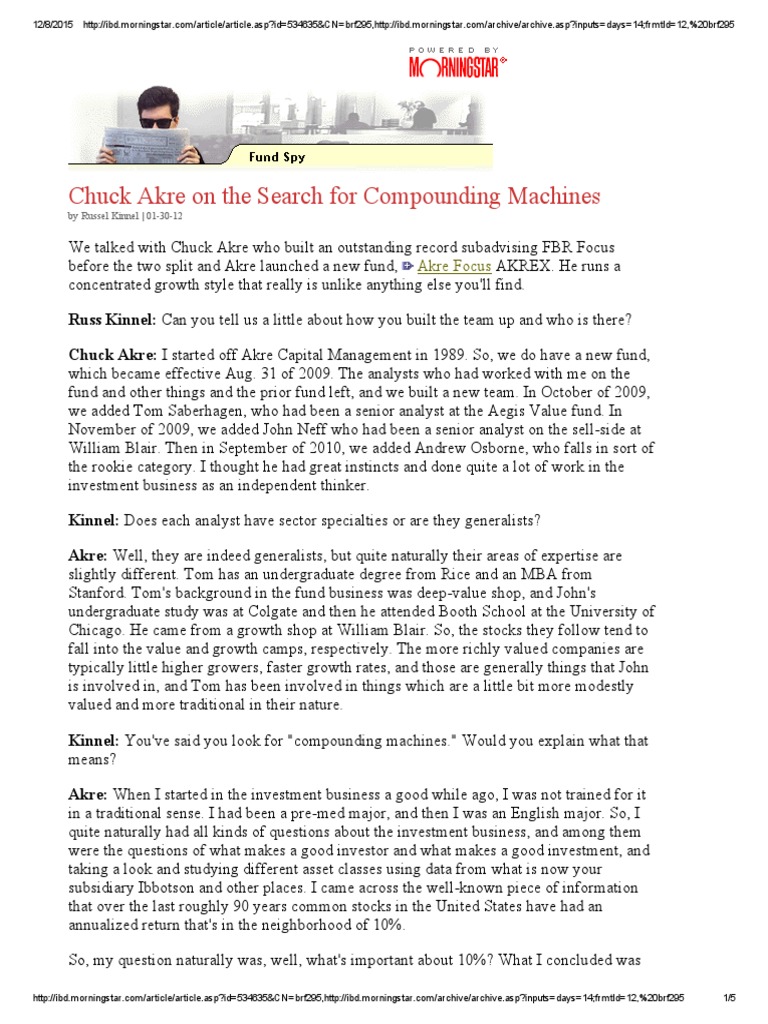 Chuck Akre On The Search For Compounding Machines | PDF | Valuation ...