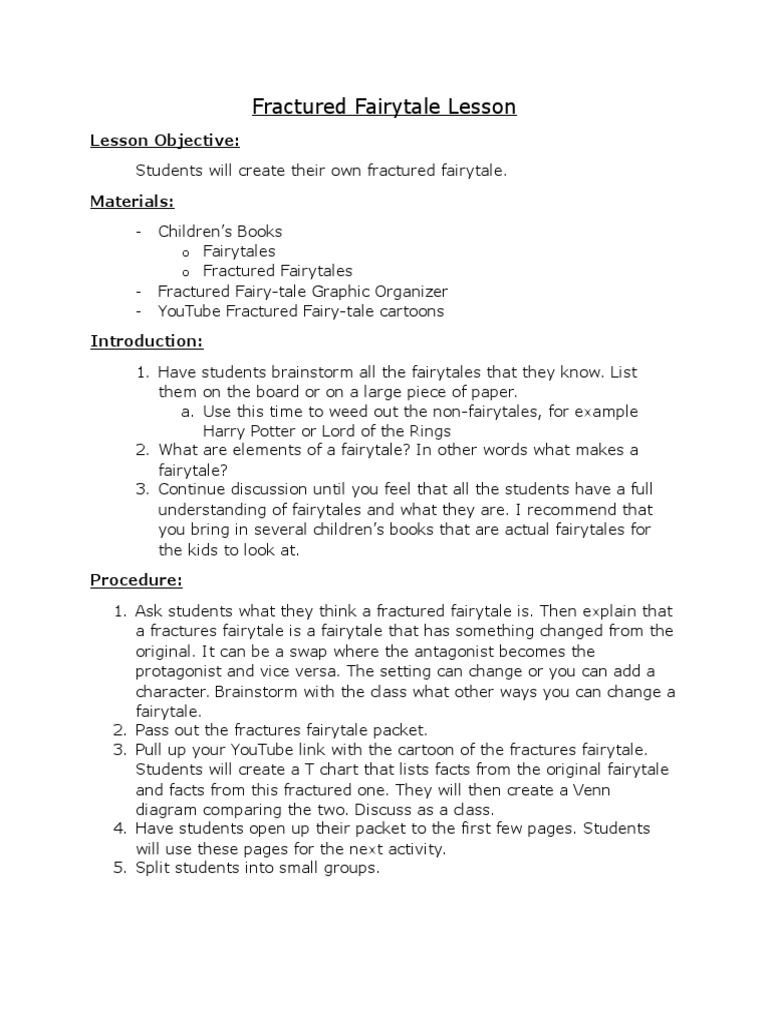 Fractured Fairytale Lesson | PDF | Fairy Tales | Rubric (Academic)