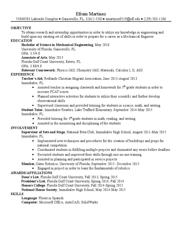 Efrain Martinez Resume | PDF