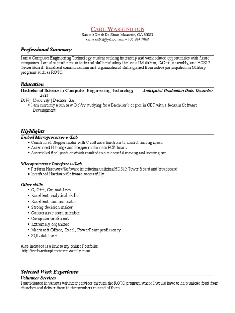 Computer Engineering Student Resume | PDF
